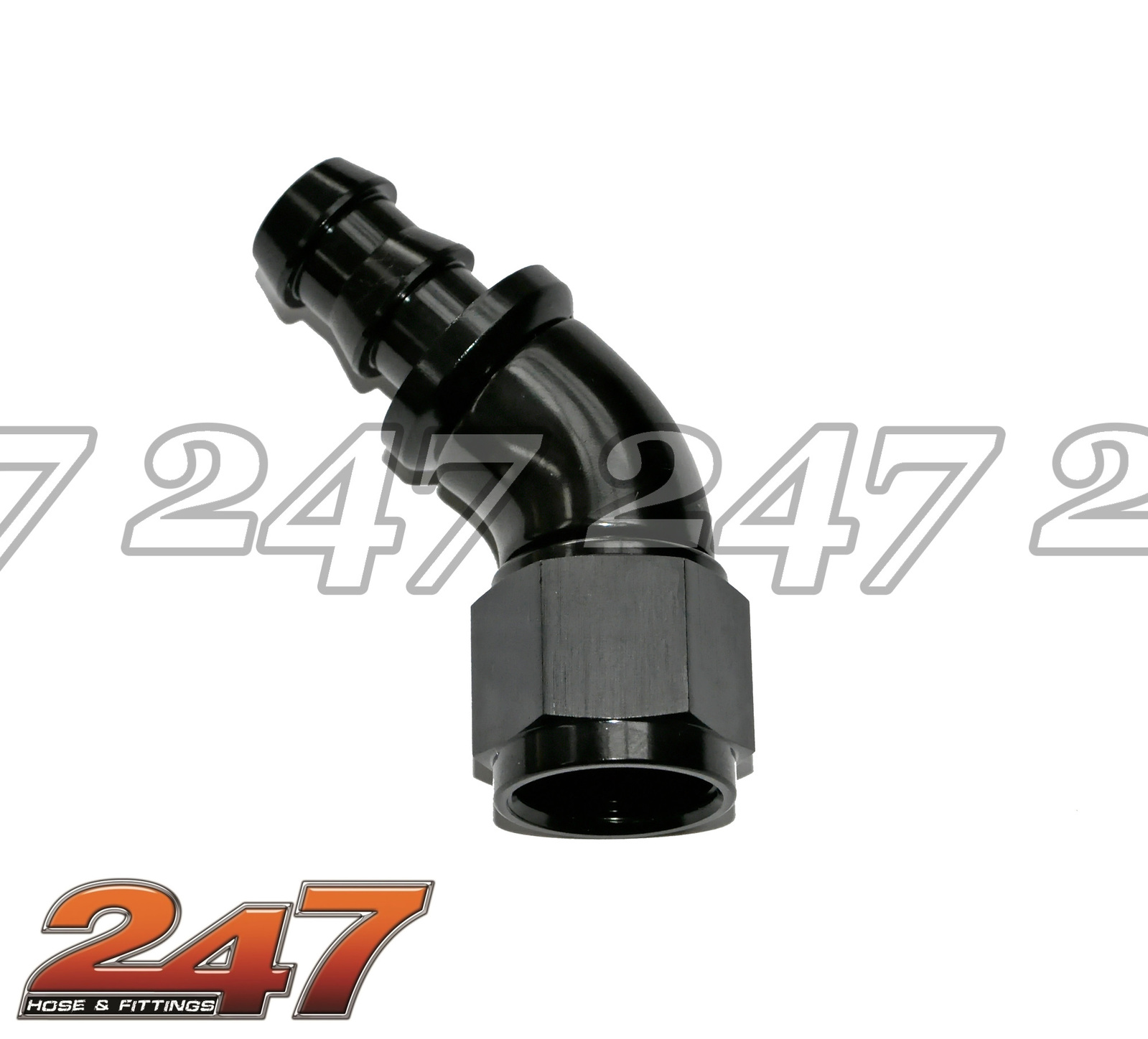 45° FULL FLOW PUSH LOCK HOSE END